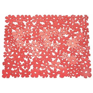 idesign blumz floral bpa-free flexible pvc plastic large sink protector mat – 16″ x 12.5″, red