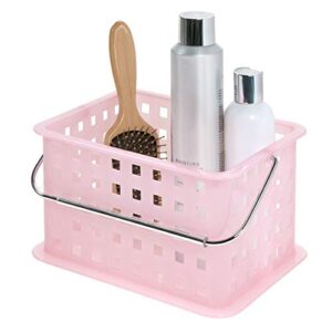 idesign spa bpa-free plastic small stackable basket with handle – 9.25″ x 7″ x 5″, blush