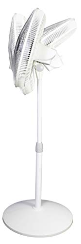 Air King 9119 18-Inch 3-Speed Commercial Grade Adjustable Oscillating Pedestal Fan, 1/20-Horsepower, White