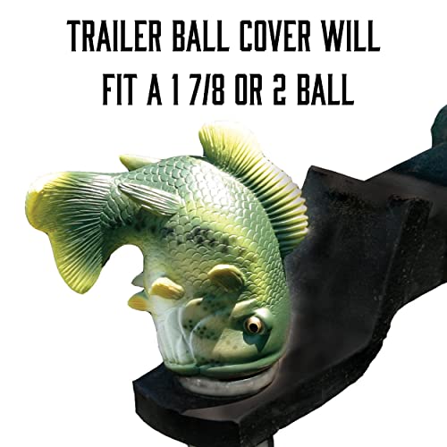 Rivers Edge Products Trailer Ball Cover, 1 7/8 to 2-Inch Trailer Hitch Ball Cover, Fishing Tow Ball Protector, Funny Towing, Trailer, Truck, or RV Accessories, Bass