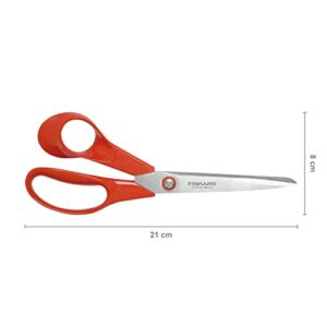 Fiskars 6411501985019 Left-Handed General Purpose, Scissors Length: 21 cm, Quality Steel/Synthetic Material, Classic, one, Red