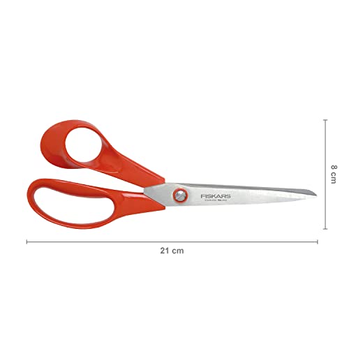 Fiskars 6411501985019 Left-Handed General Purpose, Scissors Length: 21 cm, Quality Steel/Synthetic Material, Classic, one, Red