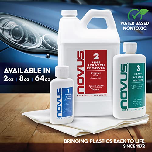 NOVUS-PK1-8OZ-PM, Plastic Clean & Shine #1, Fine Scratch Remover #2, Heavy Scratch Remover #3, and Extra Polish Mates Pack, 8 Ounce Bottles