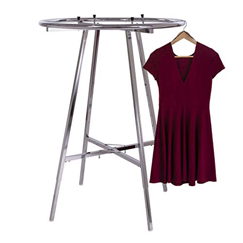 Round Chrome Rack For Clothes, Round Garment Rack, Display Retail Rack, Adjustable Round Rack, Adjustable Height, 36 Inches Diameter