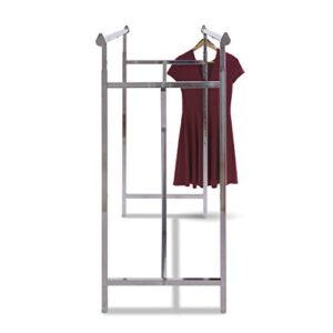 Econoco - Adjustable Heavy Duty Double Bar, Retail Clothing Rack, Rectangular Hangrail Rack w/V-Brace