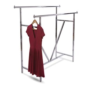 Econoco - Adjustable Heavy Duty Double Bar, Retail Clothing Rack, Rectangular Hangrail Rack w/V-Brace