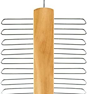 HANGERWORLD Wooden Tie Hanger Space Saving for up to 20 Belts and Ties Organizer