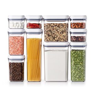 oxo good grips 10-piece airtight food storage pop container value set, standard packaging,white,10 piece