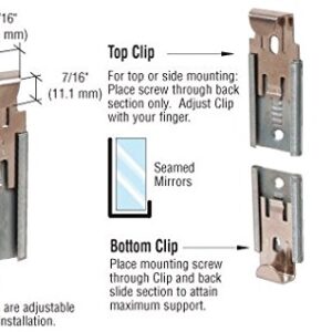 CRL Nickel Plated Adjustable Mirror Clip set for 1/4 in (6 mm) Straight Edge Glass - Package