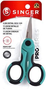 singer 00557 4-1/2-inch proseries detail scissors with nano tip, teal