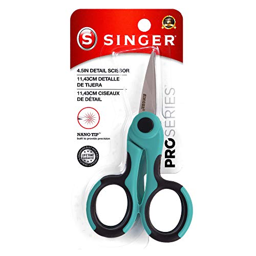 SINGER 00557 4-1/2-Inch ProSeries Detail Scissors with Nano Tip, Teal