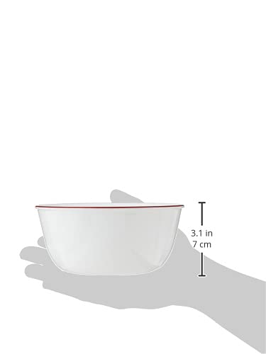 Corelle Vitrelle 28-Oz Bowl, Triple Layer Glass and Chip Resistant, Easy-to-Clean, Lightweight Round Bowl, Red Rim Band