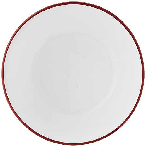 Corelle Vitrelle 28-Oz Bowl, Triple Layer Glass and Chip Resistant, Easy-to-Clean, Lightweight Round Bowl, Red Rim Band