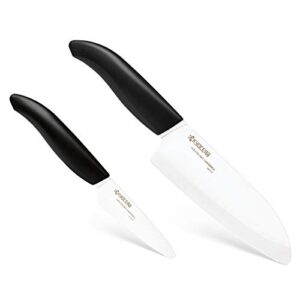 kyocera revolution kitchen ceramic knife set, 5.5 inch, 3 inch, black/white