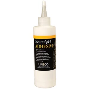 lineco neutral ph adhesive, acid-free pva formula water soluble dries clear and quick flexible when dried. 8 ounces. ideal for book binding and other paper projects. white