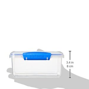 Sistema KLIP IT Rectangular Collection Food Storage Container, 33.8 oz./1.0 L, Clear/Blue, 3 Count