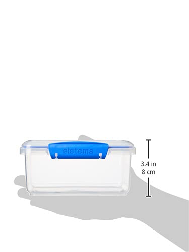 Sistema KLIP IT Rectangular Collection Food Storage Container, 33.8 oz./1.0 L, Clear/Blue, 3 Count