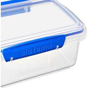 Sistema KLIP IT Rectangular Collection Food Storage Container, 33.8 oz./1.0 L, Clear/Blue, 3 Count