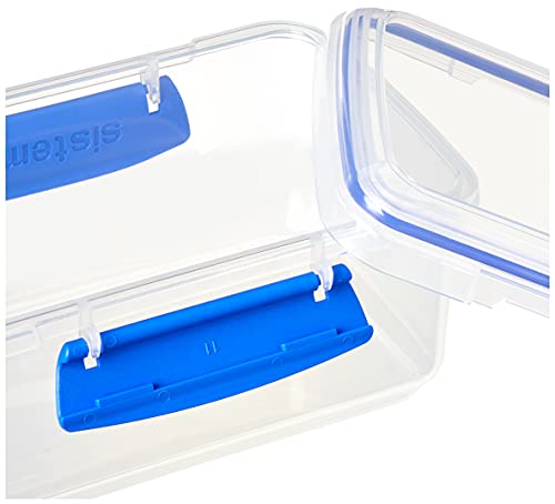 Sistema KLIP IT Rectangular Collection Food Storage Container, 33.8 oz./1.0 L, Clear/Blue, 3 Count