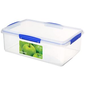 sistema large food storage container with lid for lunch, meal prep, and leftovers, dishwasher safe, 236oz, clear/blue