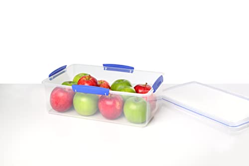 Sistema Large Food Storage Container with Lid for Lunch, Meal Prep, and Leftovers, Dishwasher Safe, 236oz, Clear/Blue