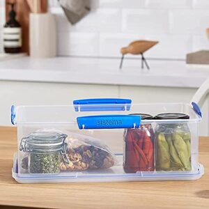 Sistema Large Food Storage Container with Lid for Lunch, Meal Prep, and Leftovers, Dishwasher Safe, 236oz, Clear/Blue