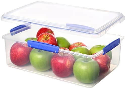 Sistema Large Food Storage Container with Lid for Lunch, Meal Prep, and Leftovers, Dishwasher Safe, 236oz, Clear/Blue