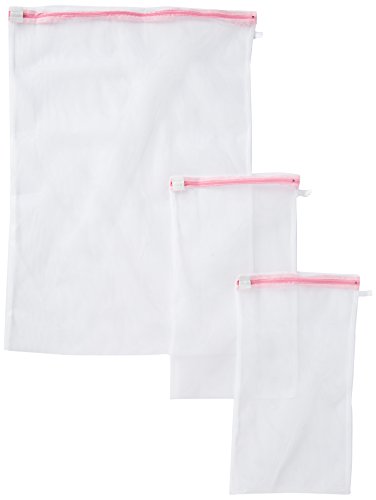 Household Essentials Polyester Mesh Wash Bags, 2 Lingerie and 1 Sweater, Set of 3