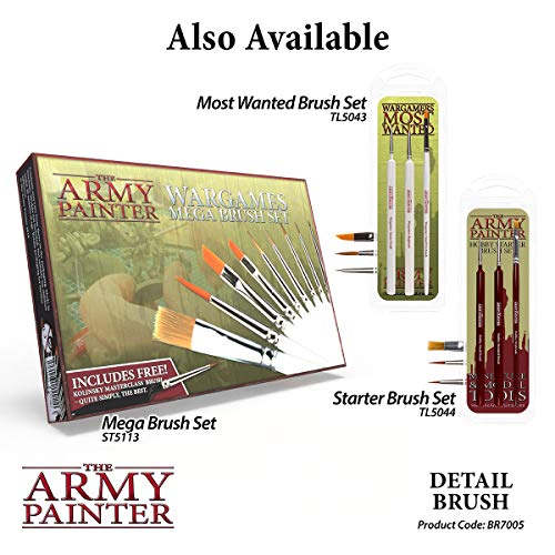 The Army Painter Wargamer: Detail - Fine Detail Paint Brush with Rotmarder Sable Hair - Small Paint Brush, Model Paint Brush for Miniature Paint Sets & Fine Tip Paint Brushes for Miniature Painting