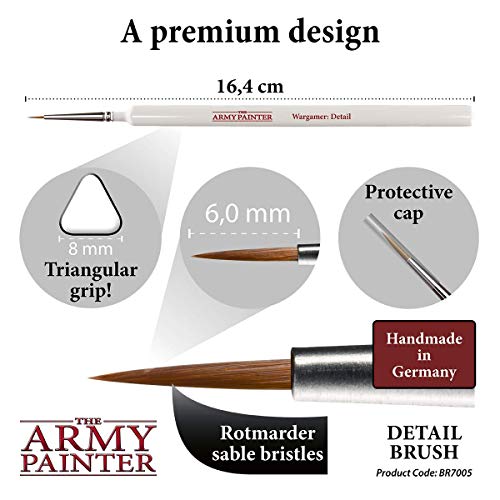 The Army Painter Wargamer: Detail - Fine Detail Paint Brush with Rotmarder Sable Hair - Small Paint Brush, Model Paint Brush for Miniature Paint Sets & Fine Tip Paint Brushes for Miniature Painting