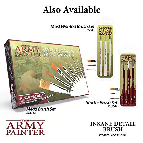 The Army Painter Wargamer: Insane Detail-Fine Detail Paint Brush with Rotmarder Sable Hair-Small Paint Brush, Model Paint Brush for Miniature Paint Sets & Fine Tip Paint Brushes for Miniature Painting