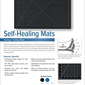 Dahle - 10671-12580 Vantage 10671 Self-Healing Cutting Mat, 12"x18", 1/2" Grid, 5 Layers for Max Healing, Perfect for Crafts & Sewing, Black