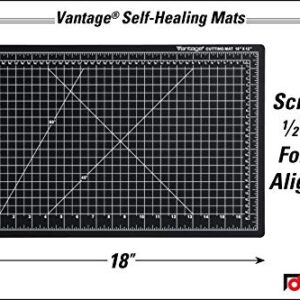 Dahle - 10671-12580 Vantage 10671 Self-Healing Cutting Mat, 12"x18", 1/2" Grid, 5 Layers for Max Healing, Perfect for Crafts & Sewing, Black