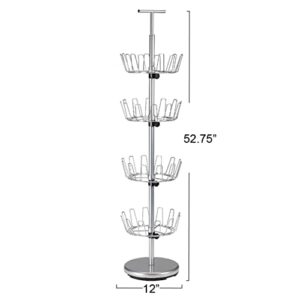 Household Essentials Revolving Four-Tier Shoe Tree, Silver Finish