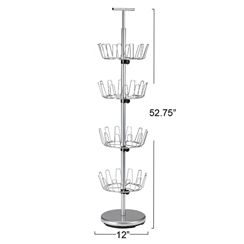 Household Essentials Revolving Four-Tier Shoe Tree, Silver Finish