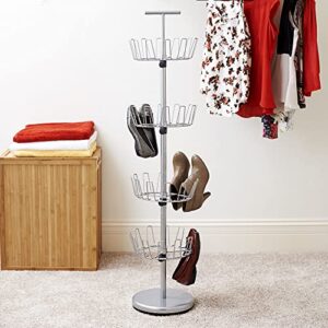 Household Essentials Revolving Four-Tier Shoe Tree, Silver Finish