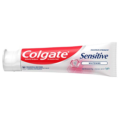 Colgate Sensitive Maximum Strength Whitening Toothpaste, Mint - 6 Ounce (Pack of 6)