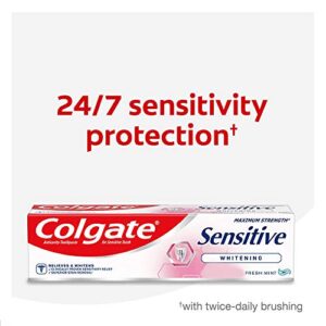 Colgate Sensitive Maximum Strength Whitening Toothpaste, Mint - 6 Ounce (Pack of 6)