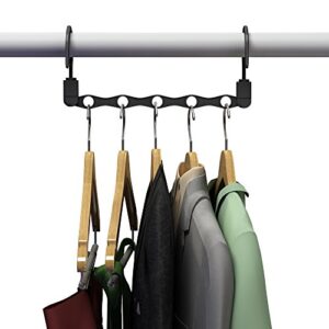 Everyday Home Saving Closet Space Savers Organizer-Vertical or Horizontal Multi Hanger for Shirts, Pants, Coats by Lavish Home (10 Pack), (L) 8.3” x (H) 3.5 (L) 15”, Black