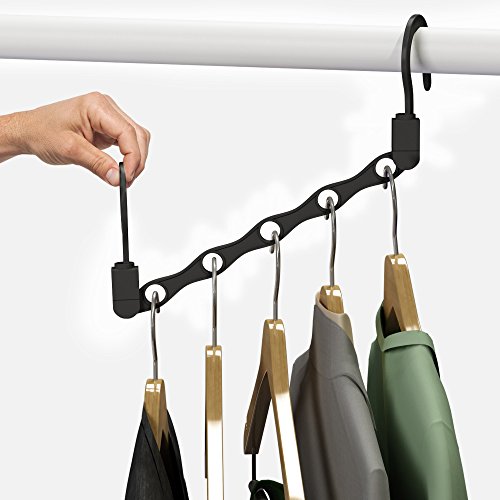 Everyday Home Saving Closet Space Savers Organizer-Vertical or Horizontal Multi Hanger for Shirts, Pants, Coats by Lavish Home (10 Pack), (L) 8.3” x (H) 3.5 (L) 15”, Black