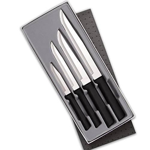 Rada Cutlery Wedding Register Knife Gift Set – 4 Culinary Knives With Black Stainless Steel Resin Handle Made in the USA