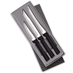 rada cutlery cooking essentials knife starter gift 3 piece set resin stainless steel, 8 7/8 inches, black handle