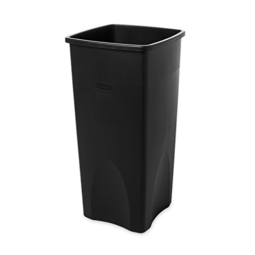 Rubbermaid Commercial Products Untouchable Square Trash/Garbage Can, 23-Gallon, Black, Wastebasket for Outdoor/Restaurant/School/Kitchen