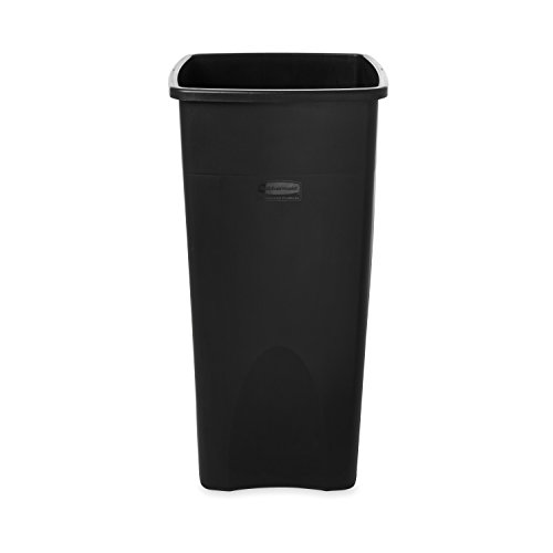 Rubbermaid Commercial Products Untouchable Square Trash/Garbage Can, 23-Gallon, Black, Wastebasket for Outdoor/Restaurant/School/Kitchen