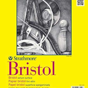 Strathmore 300 Series Bristol Paper Pad, Vellum, Tape Bound, 9x12 inches, 20 Sheets (100lb/270g) - Artist Paper for Adults and Students - Charcoal, Pen and Ink, Marker, and Pastel