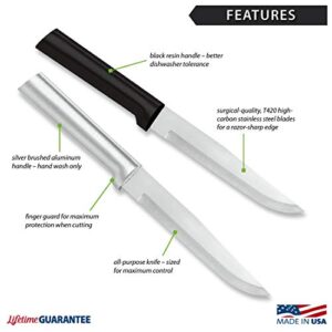 Rada Cutlery Stubby Butcher Knife – Stainless Steel Blade With Black Stainelss Steel Resin Handle Made in USA