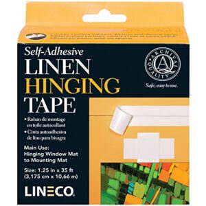 lineco l533-1015 self adhesive linen tape 1.25inx35ft, average, multicolor