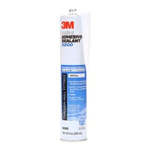 3m marine adhesive sealant 5200 (06500) permanent bonding and sealing for boats and rvs above and below the waterline waterproof repair, white, 10 fl oz cartridge