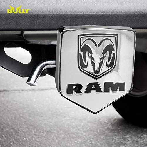 Bully CR-311 Chrome Plated Metal Universal Fit Truck Dodge RAM Logo Hitch Cover Fits 1.25" and 2" Hitch Receivers for Trucks from Chevy (Chevrolet), Ford, Toyota, GMC, Dodge RAM, Jeep