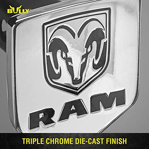 Bully CR-311 Chrome Plated Metal Universal Fit Truck Dodge RAM Logo Hitch Cover Fits 1.25" and 2" Hitch Receivers for Trucks from Chevy (Chevrolet), Ford, Toyota, GMC, Dodge RAM, Jeep